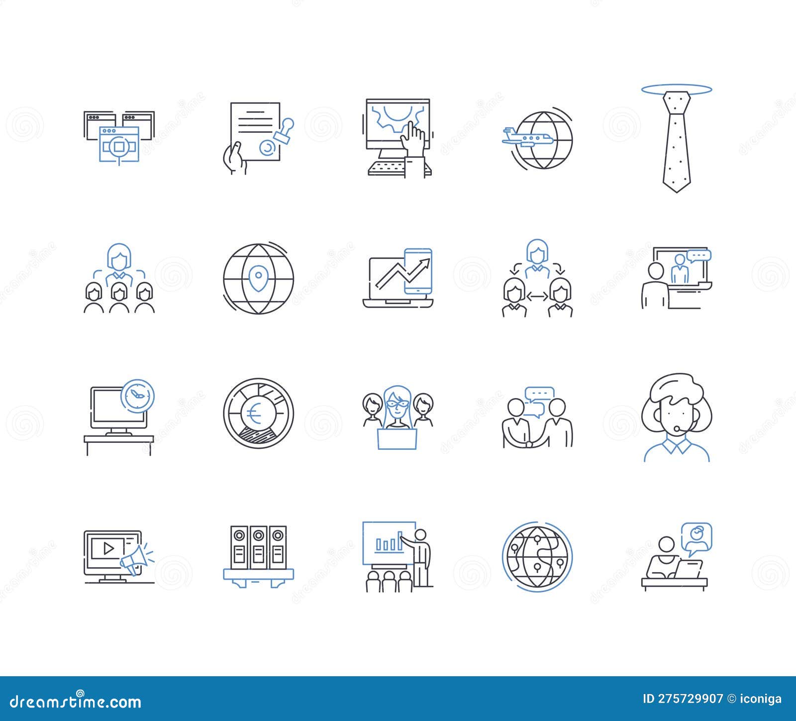 Collaboration Coordination Line Icons Collection. Partnership, Synergy ...