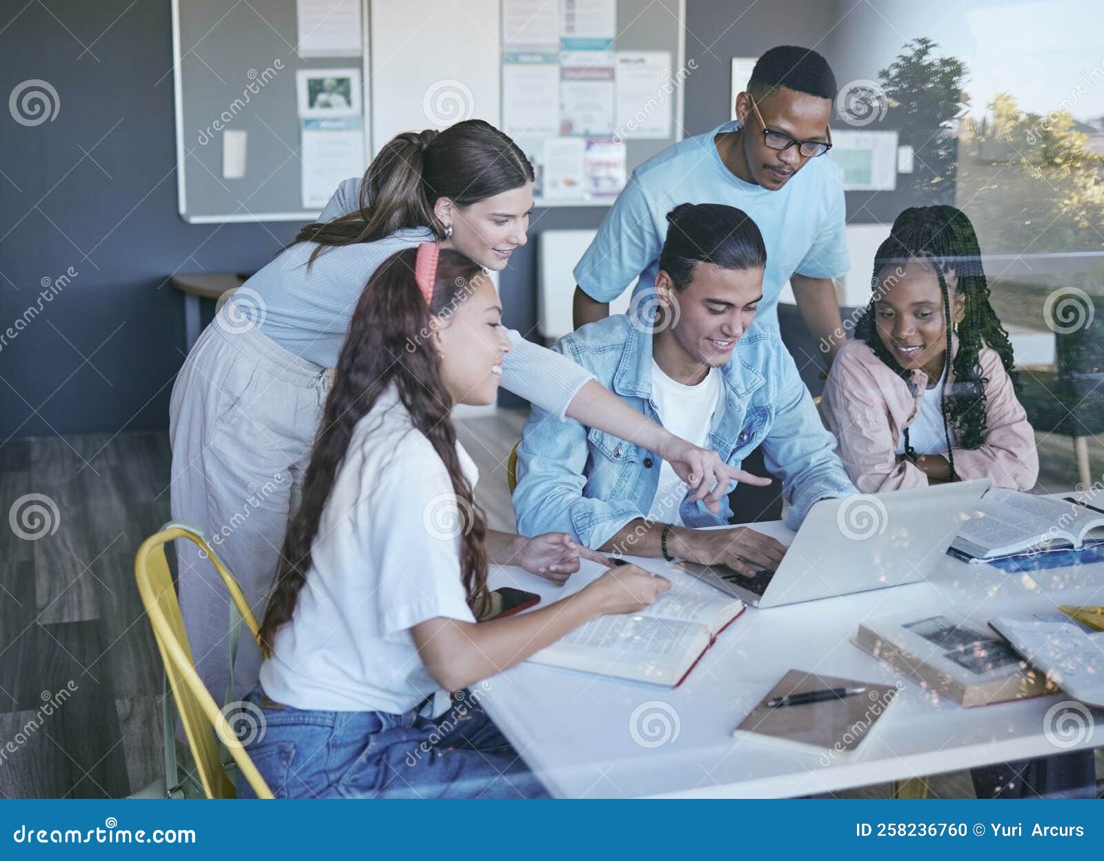 Collaboration, Education and Learning with Students and Laptop on ...