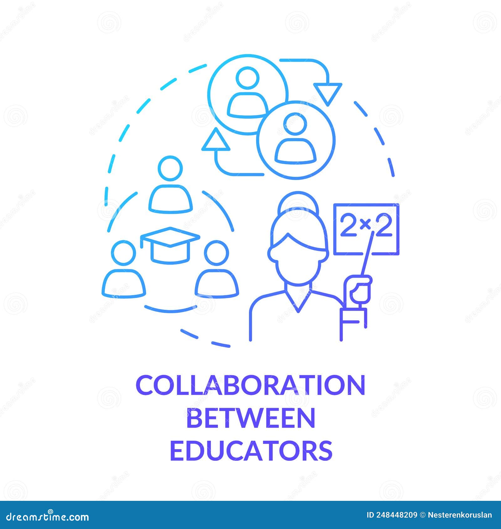 Collaboration between Educators Blue Gradient Concept Icon Stock Vector ...