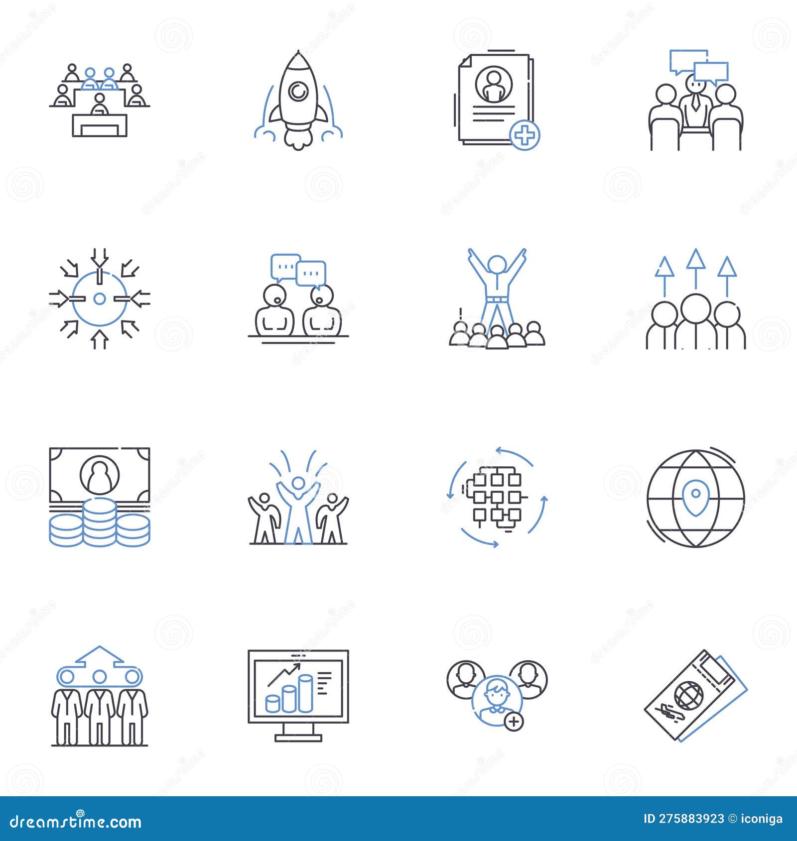 Collaboration And Engagement Line Icons Collection Synergy Alignment Participation