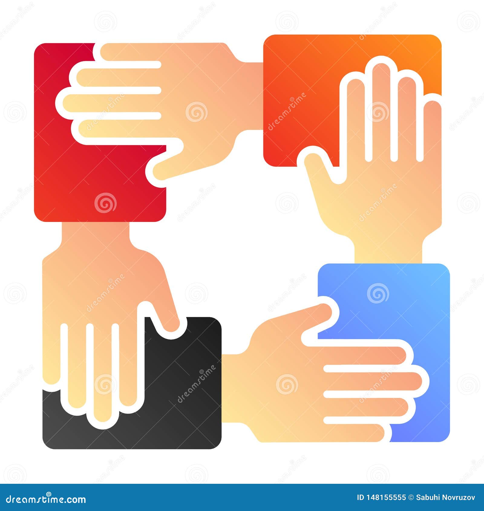 Collaboration Flat Icon. Hands Community Color Icons in Trendy Flat ...