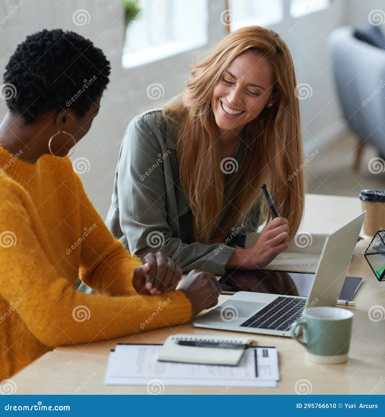 Collaboration, Friends and Students with a Laptop at Desk in University ...