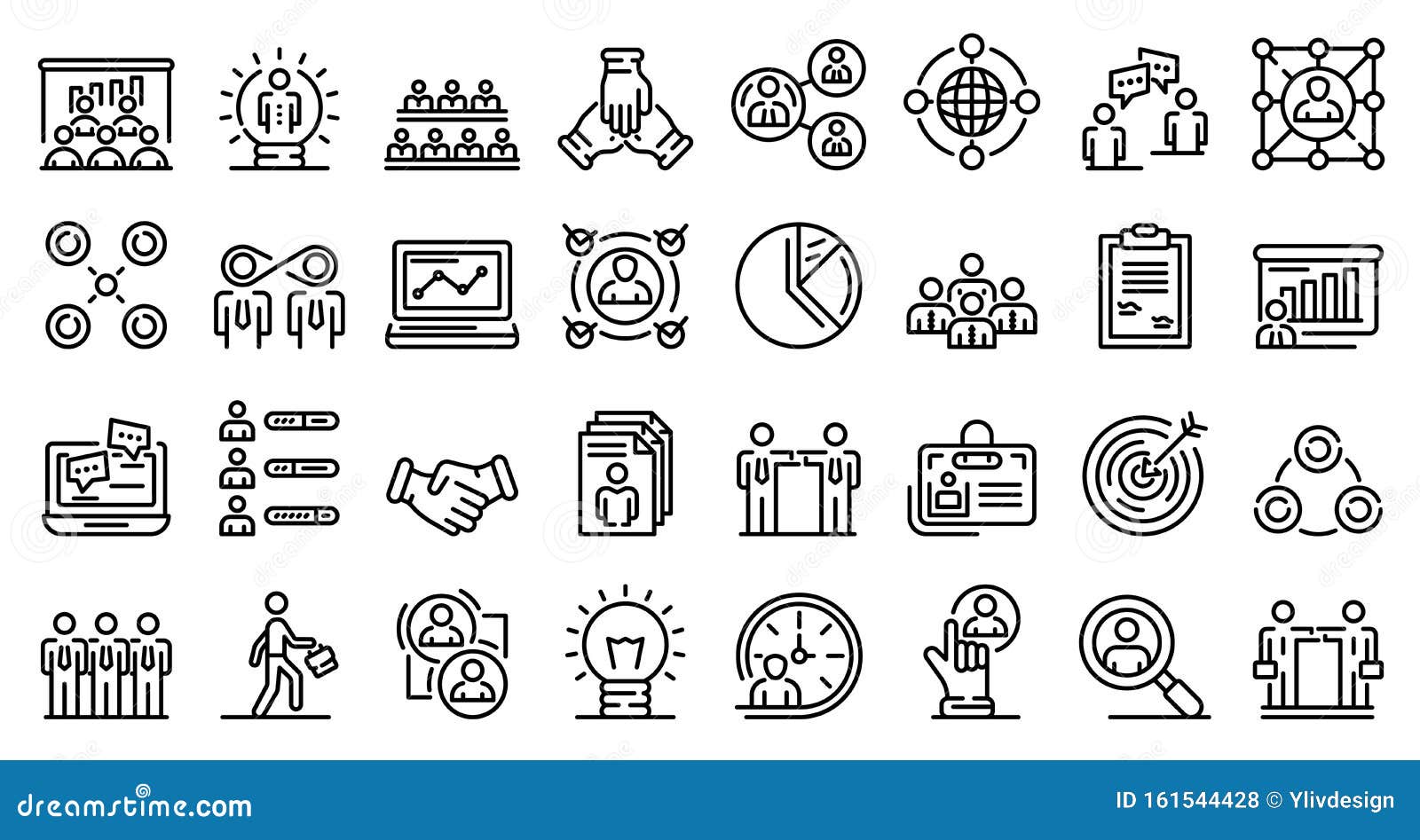 Collaboration Icons Set, Outline Style Stock Vector - Illustration of ...