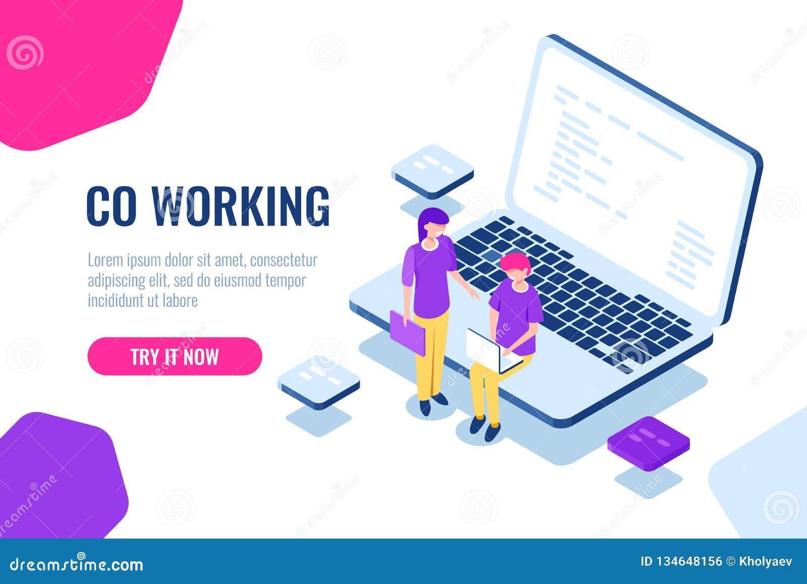 Collaboration Isometric, Coworking Space, Young People Programmer ... Collaboration Isometric, Coworking Space, Young People Programmer ...