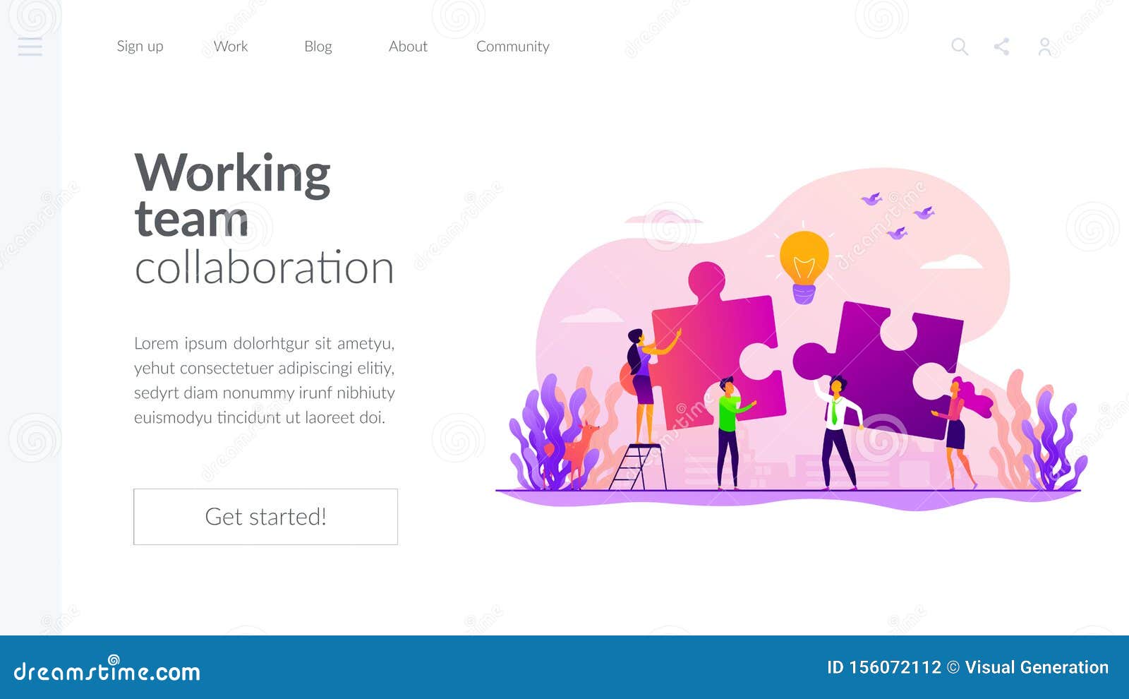 Collaboration Landing Page Template Stock Vector - Illustration of ...