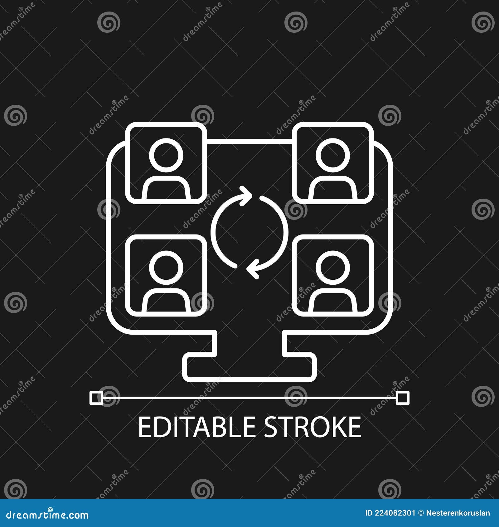 Collaboration Online Tools White Linear Icon for Dark Theme Stock ...