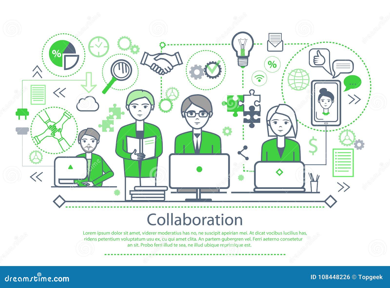 Collaboration Poster with Text Vector Illustration Stock Vector ...