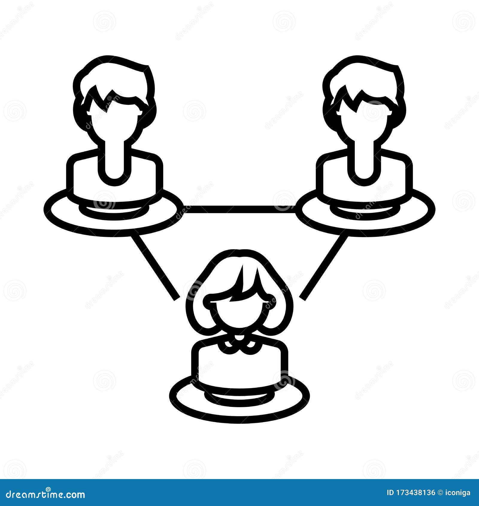 Collaboration Process Line Icon, Concept Sign, Outline Vector ...
