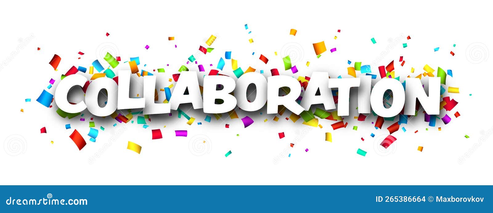 Collaboration Sign Over Cut Out Colorful Confetti Backgaround Stock ...