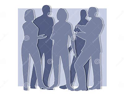 Collaboration Silhouettes Blue Stock Illustration - Illustration of ...