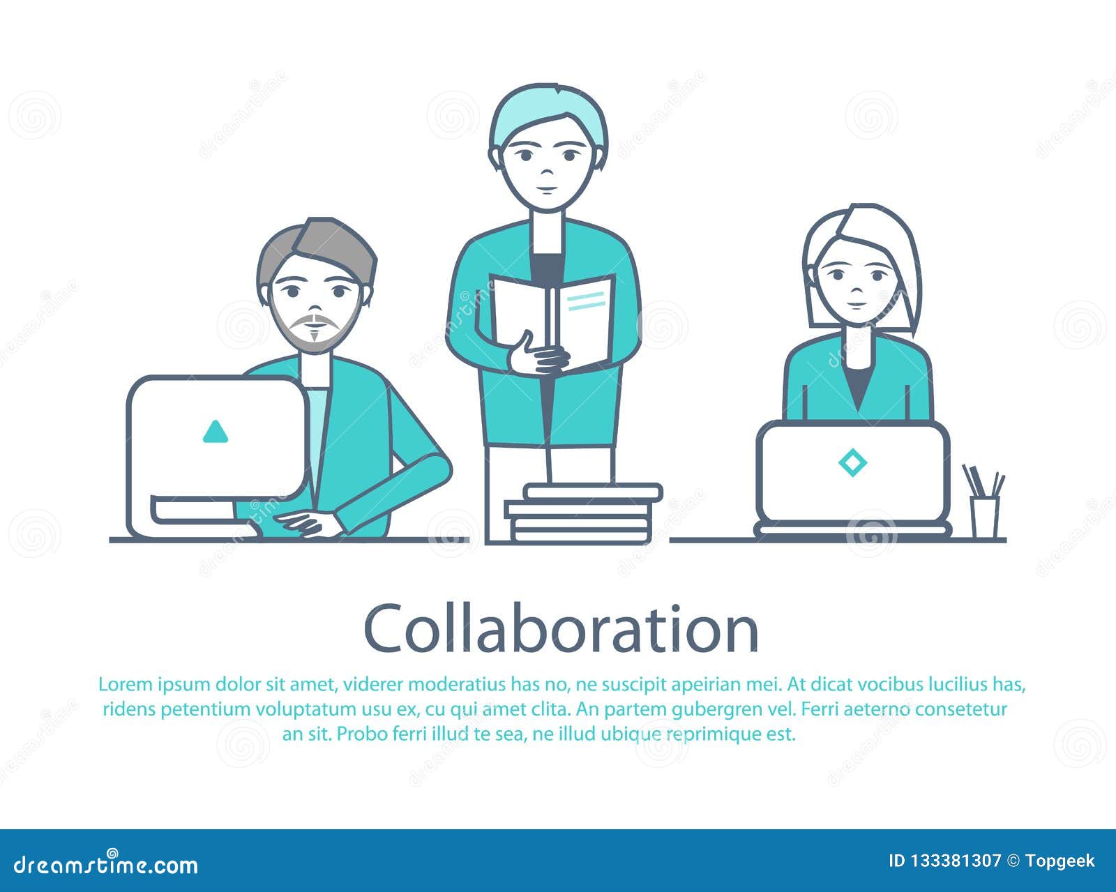Collaboration Smart People with Laptops Vector Stock Vector ...