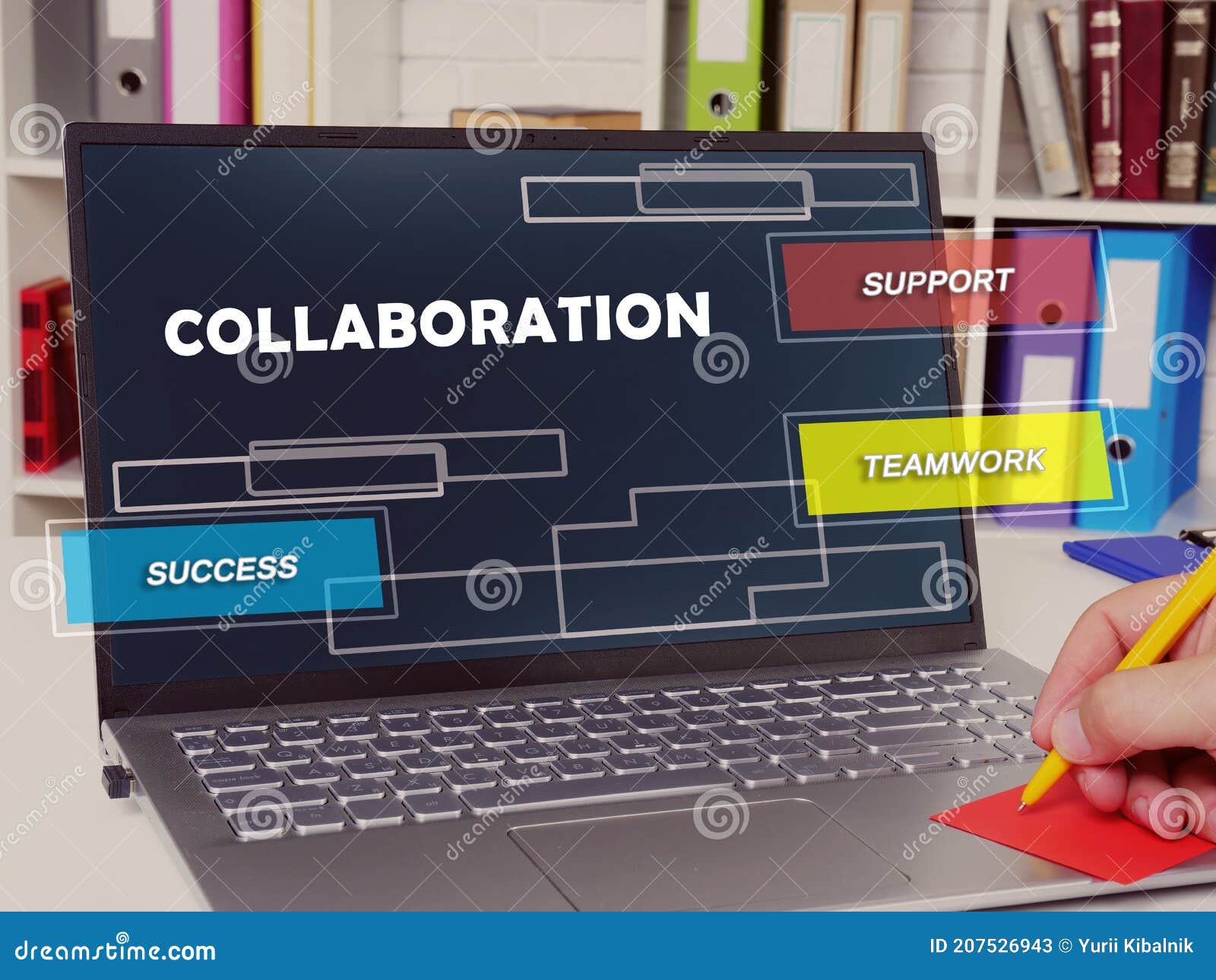 Collaboration Support Teamwork Success Phrase on the Sheet Stock Image ...