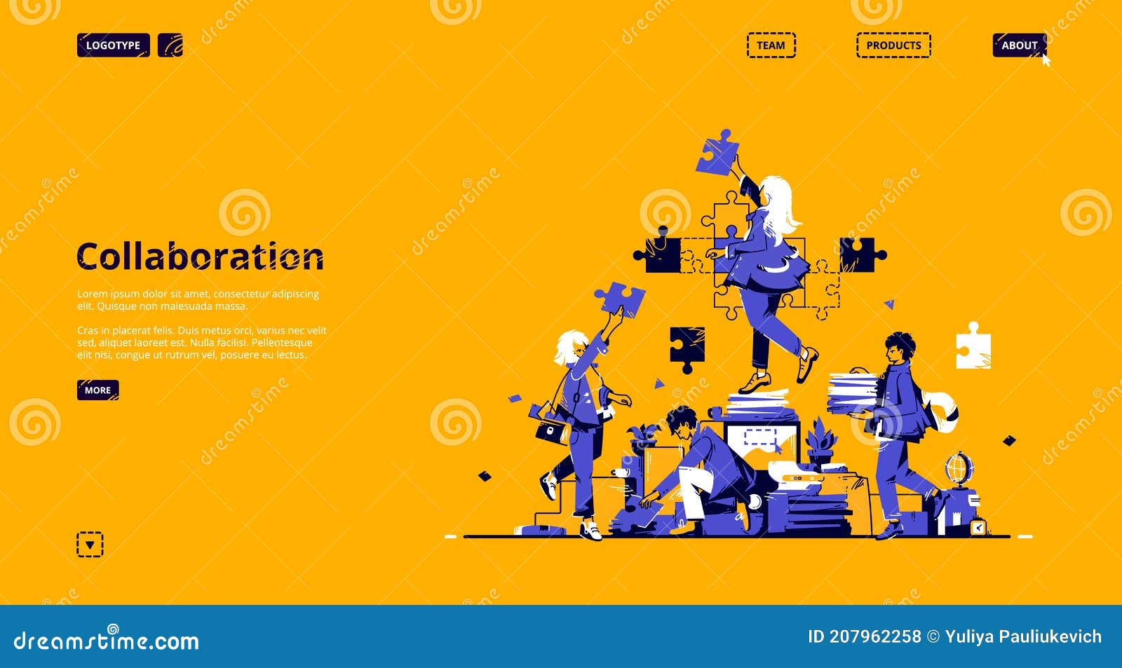 Collaboration and Teamwork Landing Page Stock Illustration ...