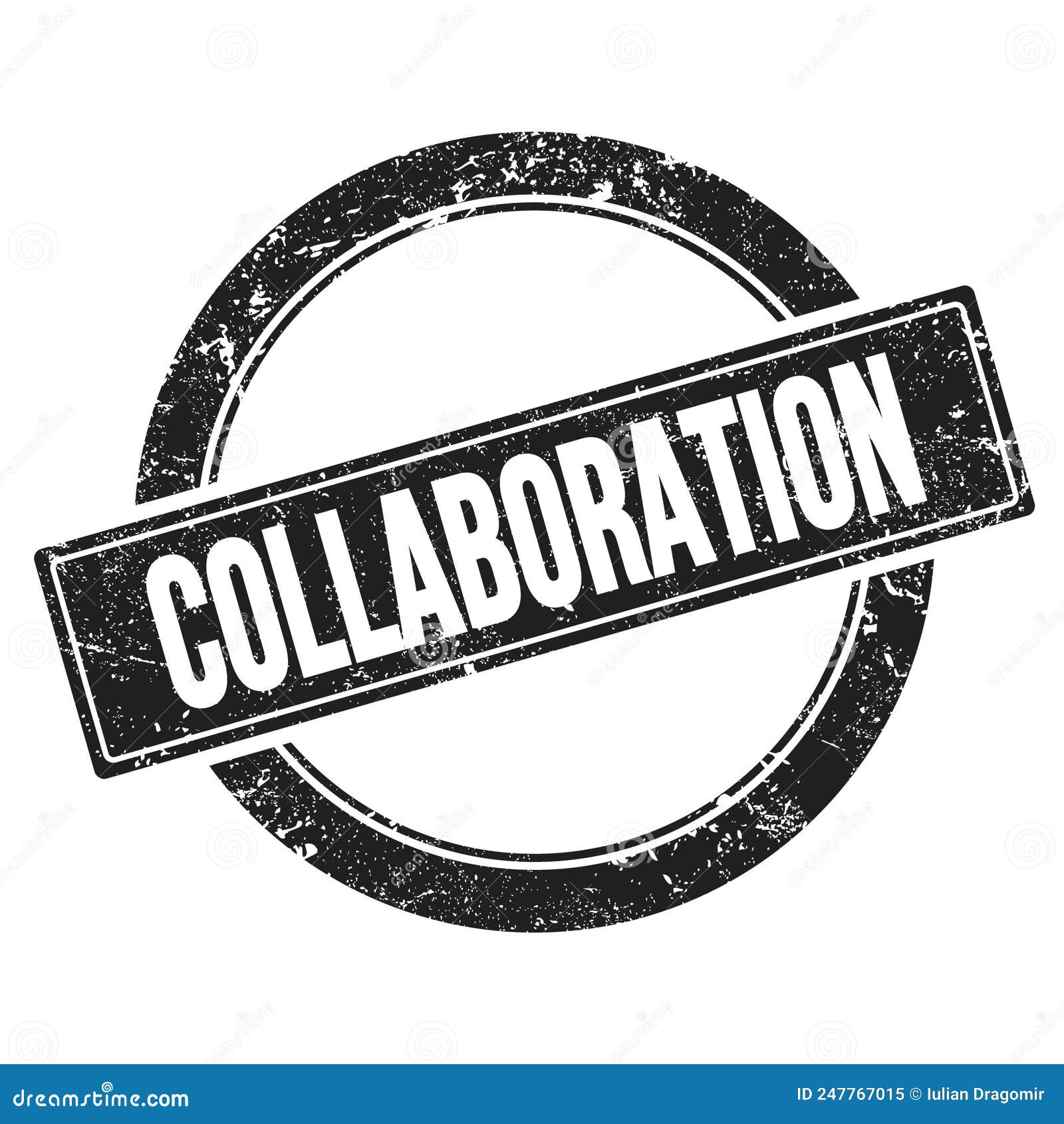 COLLABORATION Text on Round Vintage Stamp Stock Illustration ...
