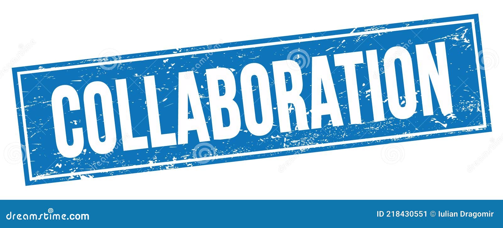 COLLABORATION Text on Blue Grungy Rectangle Stamp Stock Illustration ...