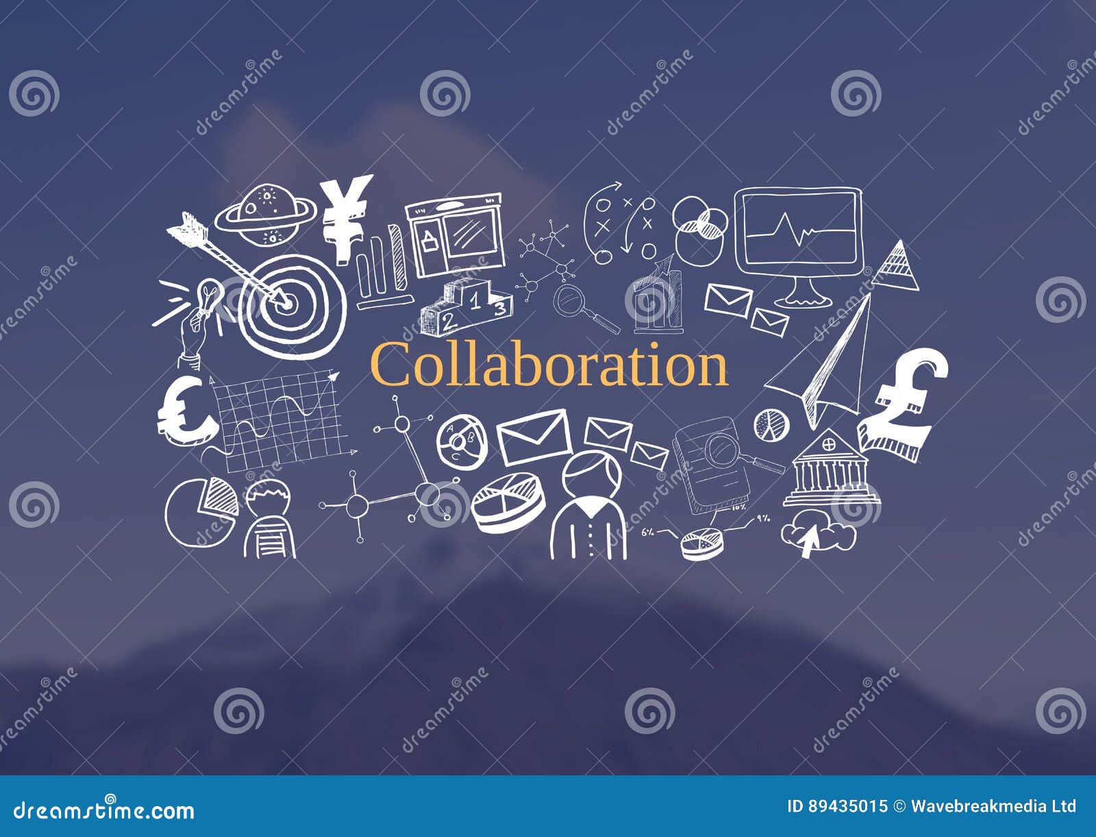 Collaboration Text with Drawings Graphics Stock Illustration ...