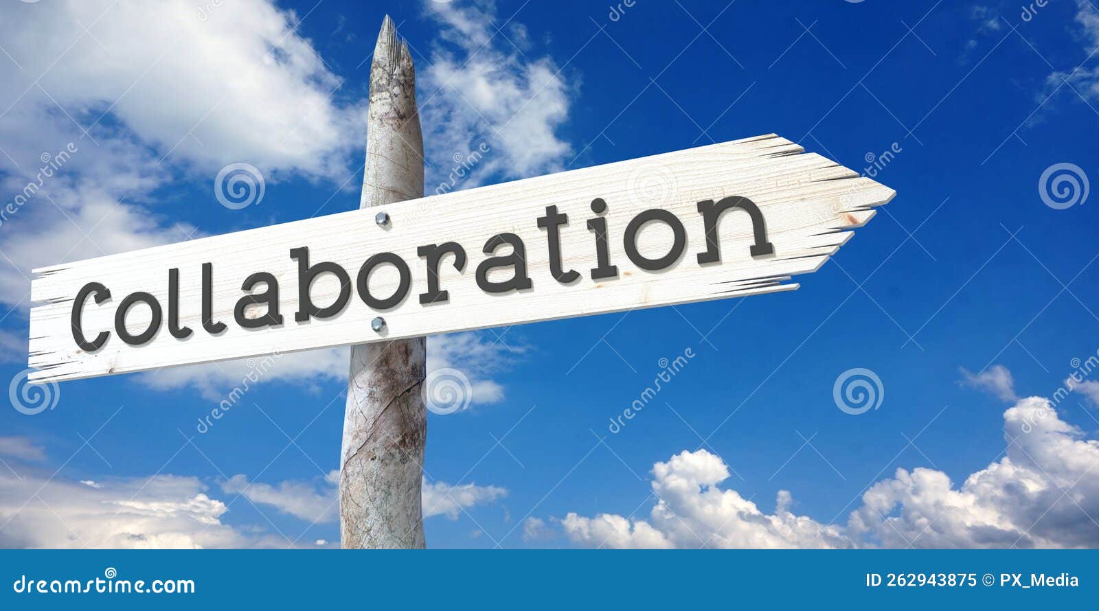 Collaboration - Wooden Signpost with One Arrow Stock Illustration ...