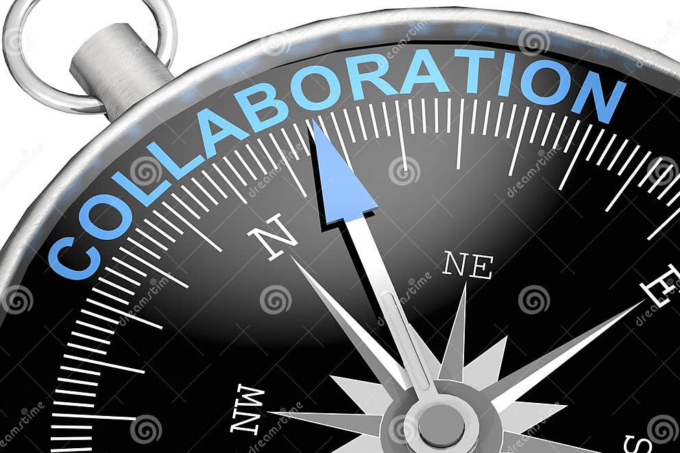 Collaboration Word on Black Compass Stock Illustration - Illustration ...