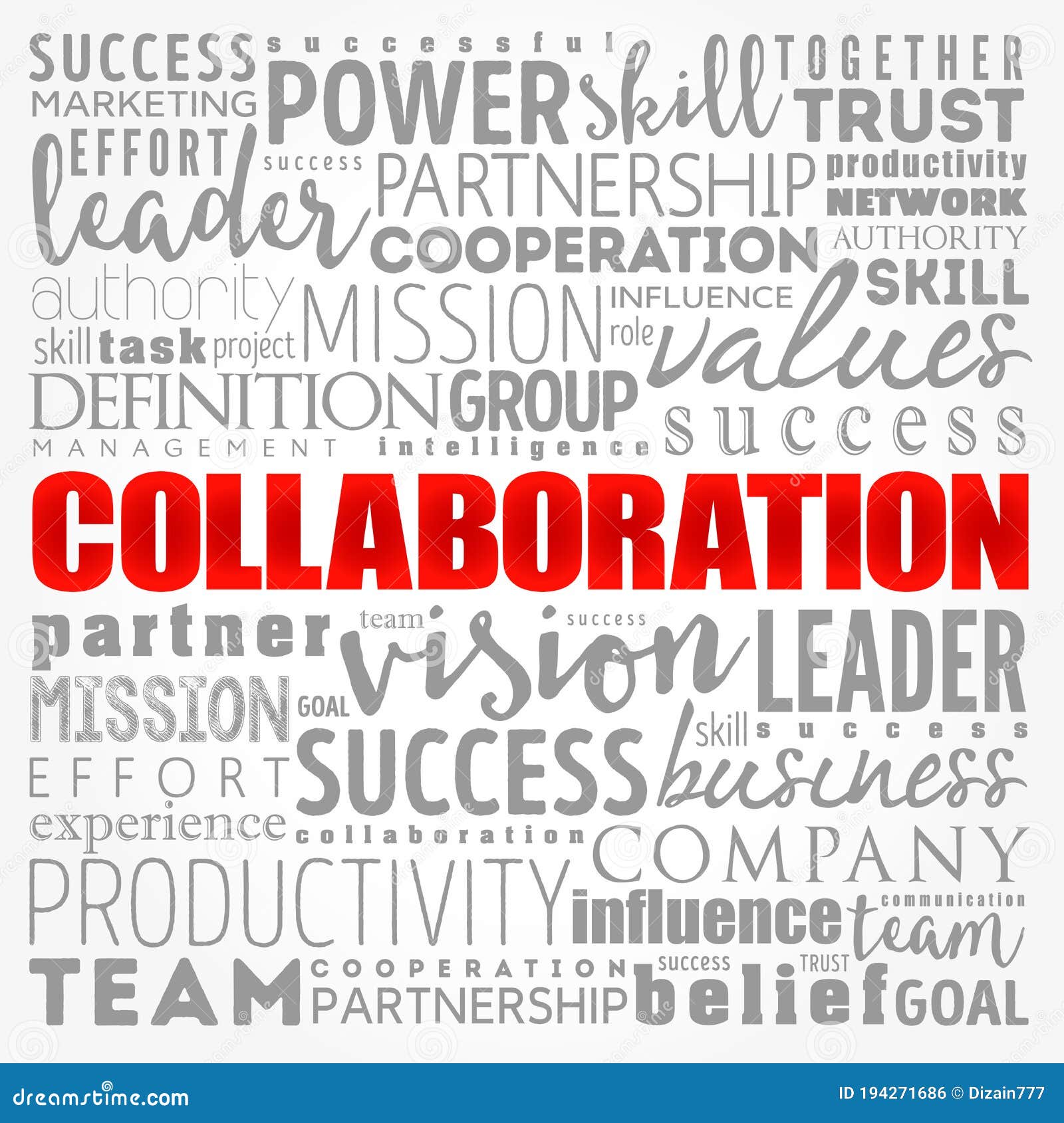 COLLABORATION Word Cloud Collage, Business Concept Background Stock ...