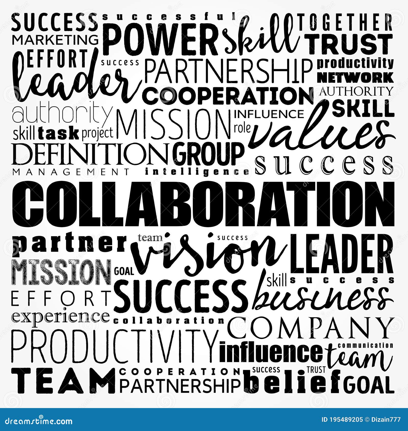 COLLABORATION Word Cloud Collage, Business Concept Background Stock ...
