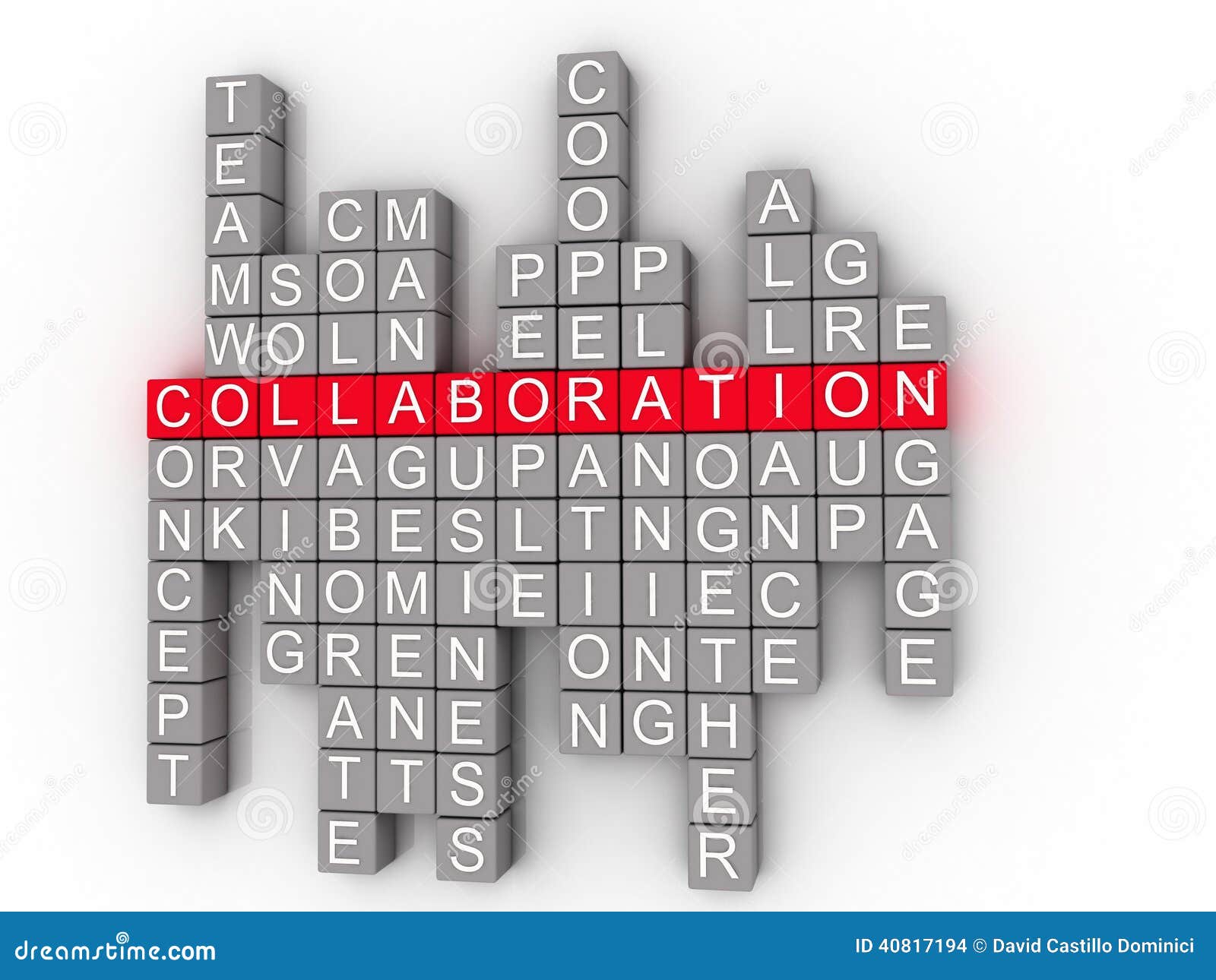 Collaboration Word Cloud Concept on a 3D Stock Illustration ...