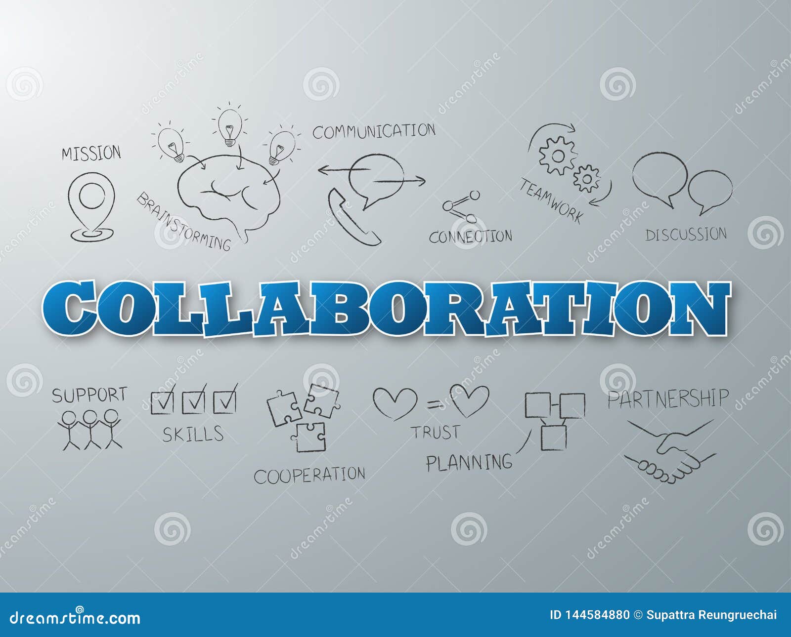 Collaboration Blue Word on Light Background. Vector Illustration Stock ...