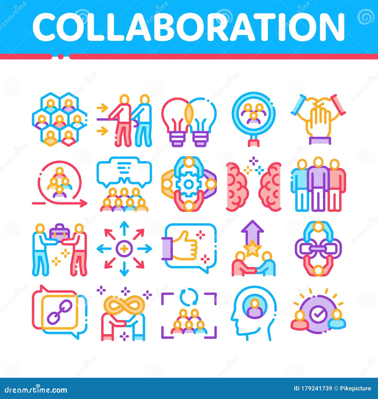 Collaboration Work Collection Icons Set Vector Stock Vector ...