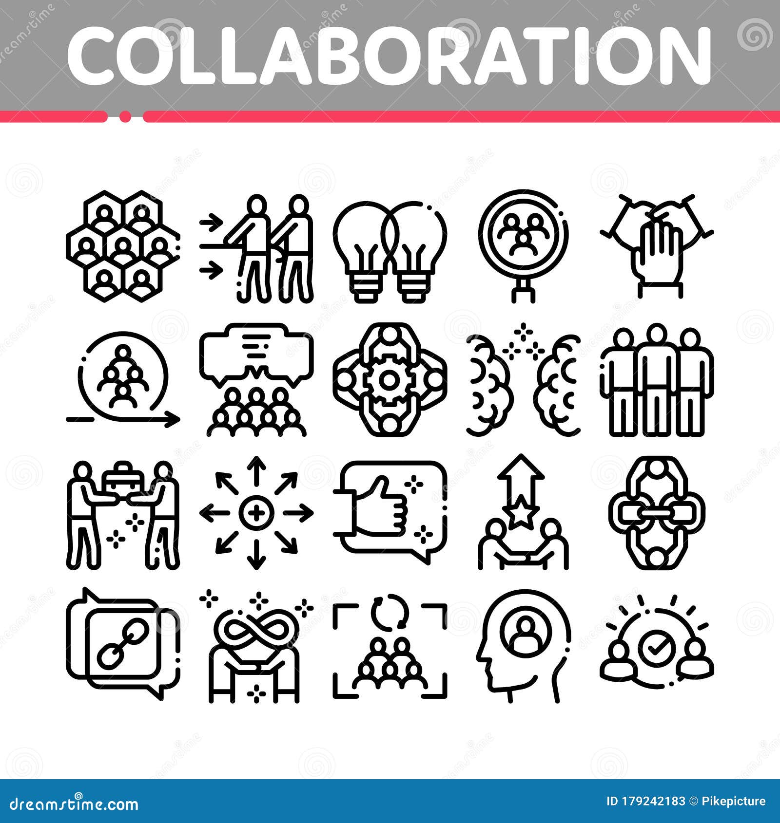 Collaboration Work Collection Icons Set Vector Stock Vector ...