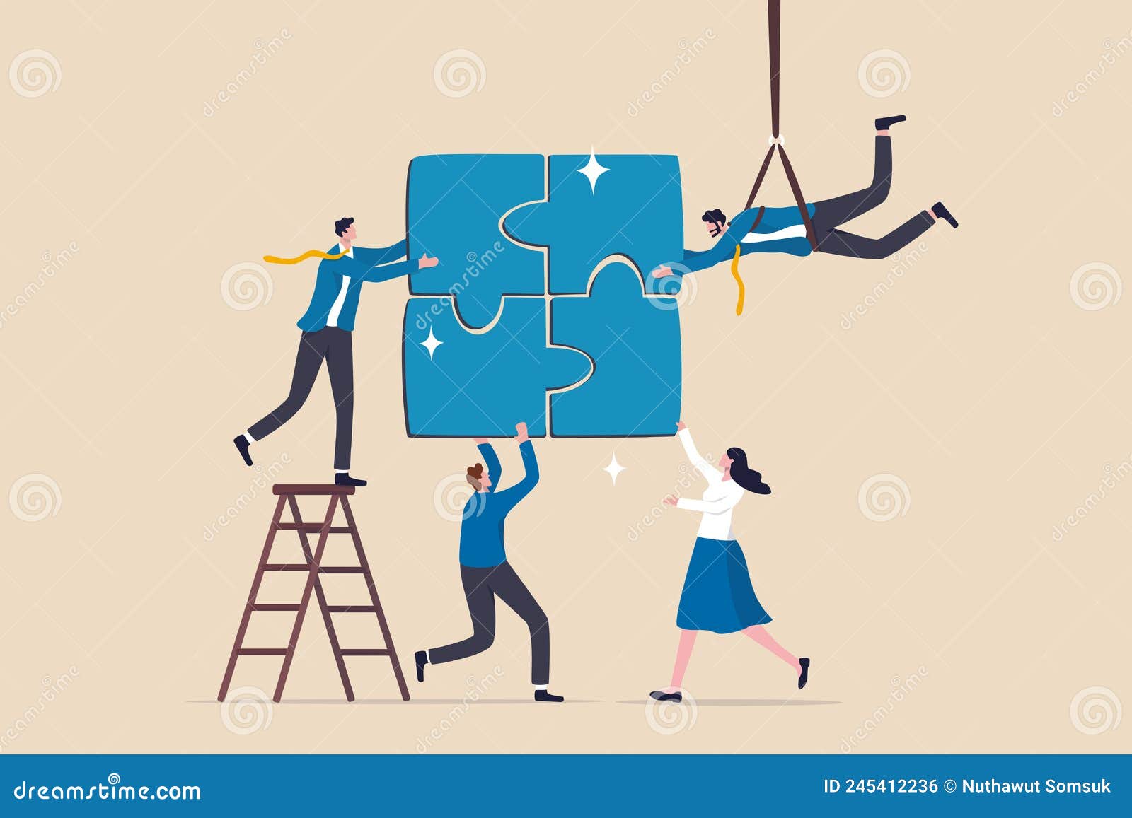 Collaboration Work Together To Solve Problem, Teamwork Unite Together ...