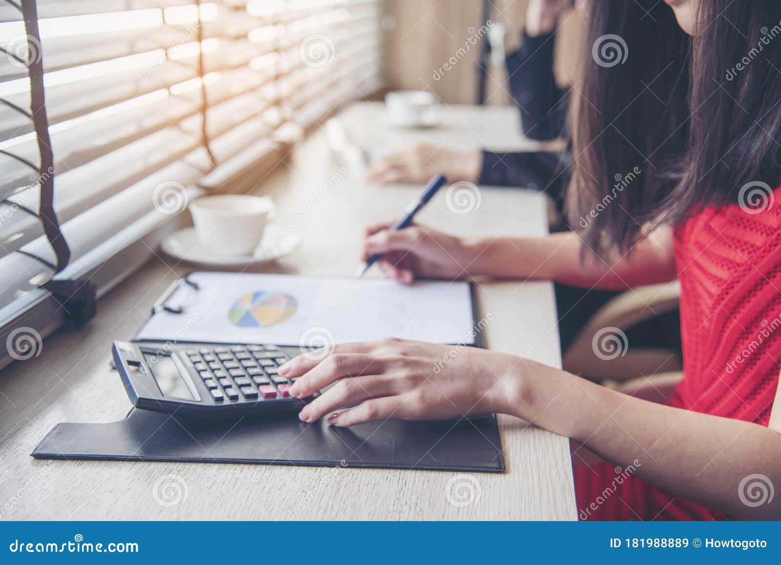 Collaboration Worker in Office Working Together with Excel Graph with ...