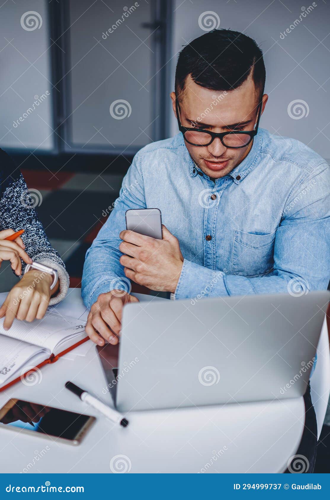 Collaboration of Young Man and Woman Preparing Common Studying Project ...