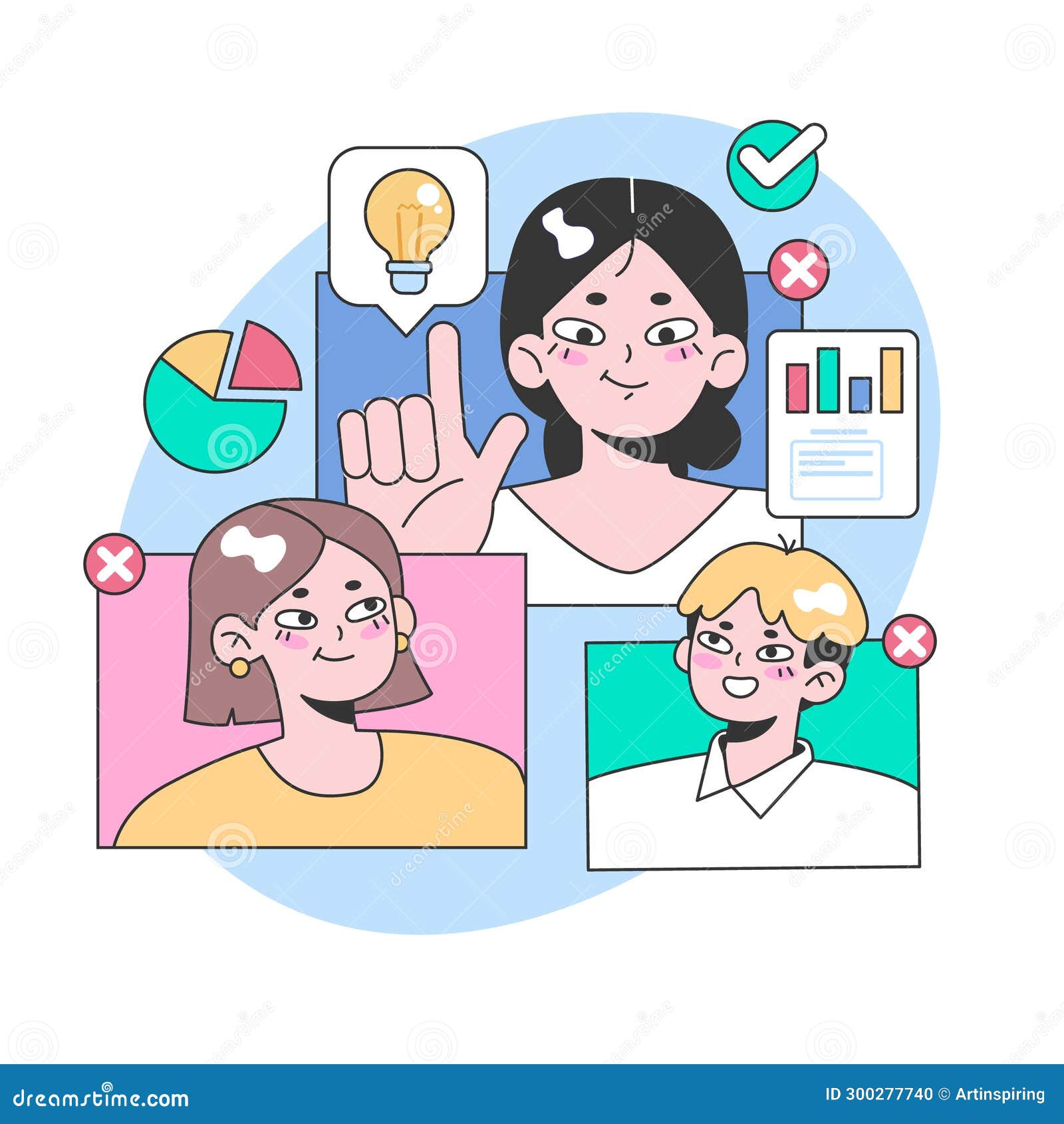 Collaborative Brainstorming Concept. Flat Vector Illustration. Stock ...