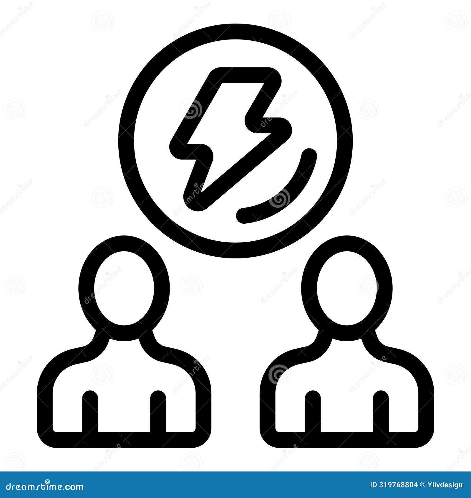 Black and White Icon Depicting Two People with a Lightbulb for Creative ...