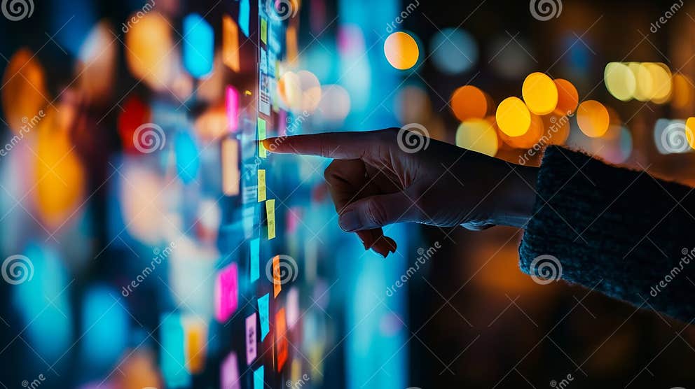 During a Collaborative Brainstorming Session, a Person Points To Sticky ...