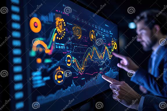 Collaborative Business Analysis: Team of Professionals Reviewing Data on Computer Screen To ...