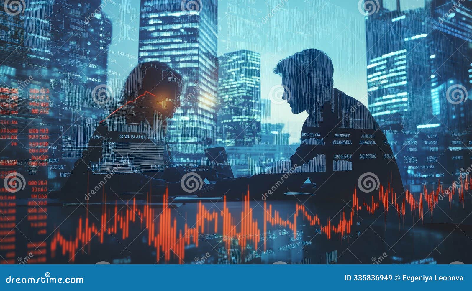 Collaborative Business Teamwork on Abstract City Office Background with ...