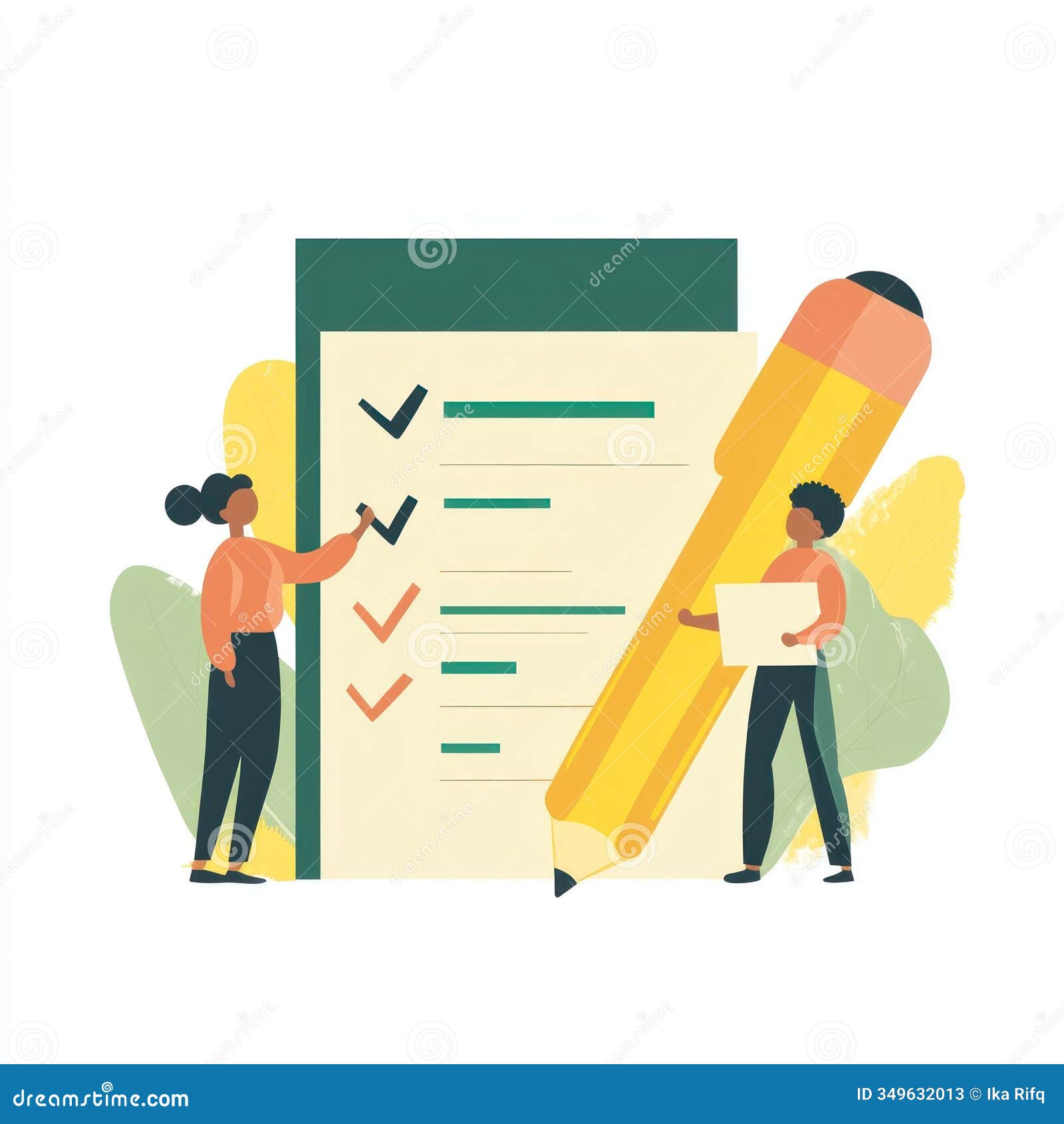Collaborative Checklist Illustration, Teamwork, Productivity, and Goal ...