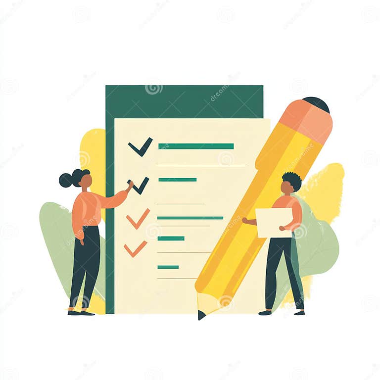 Collaborative Checklist Illustration, Teamwork, Productivity, and Goal ...