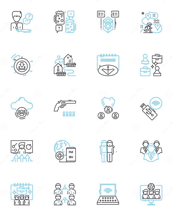 Collaborative Community Linear Icons Set. Unity, Cooperation ...