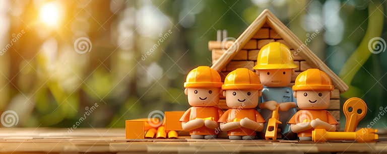Collaborative Construction Design Team of Workers Building a House, Profile of a Construction ...