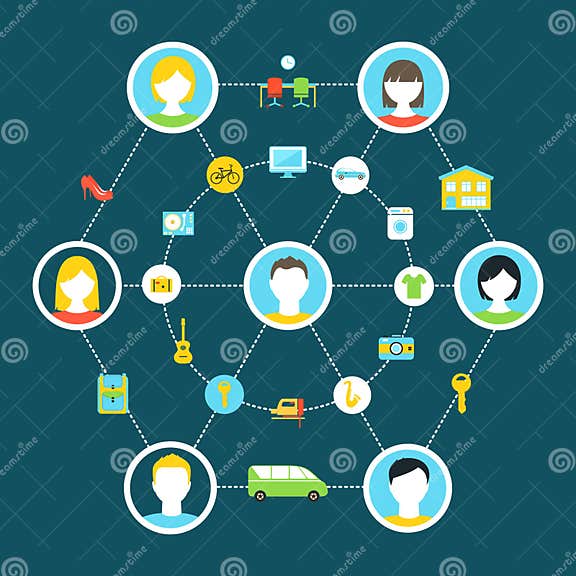 Collaborative Consumption and Shared Economy Concept Illustration Stock ...