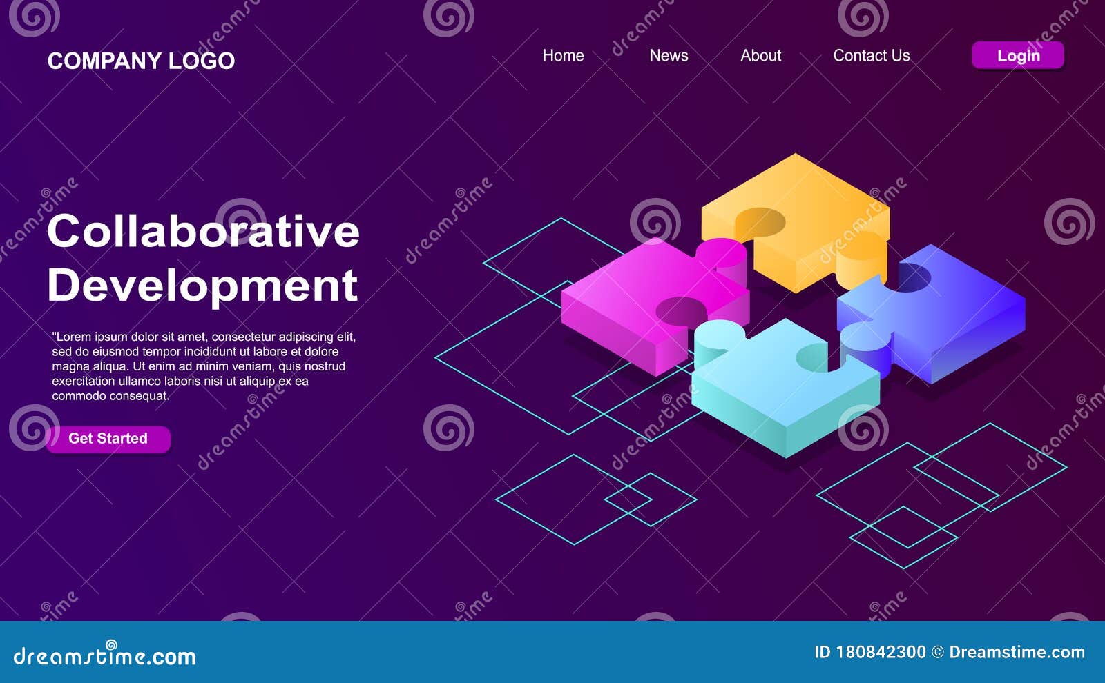 Collaborative Development, Isometric Business Concept Vector. Color ...