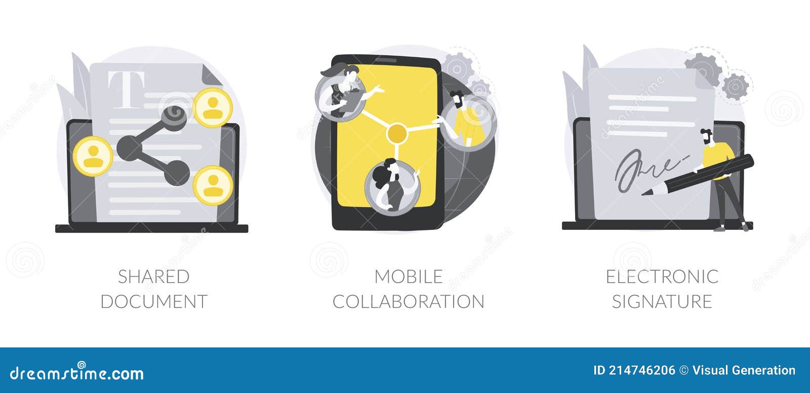 Collaborative Document Abstract Concept Vector Illustrations. Stock ...