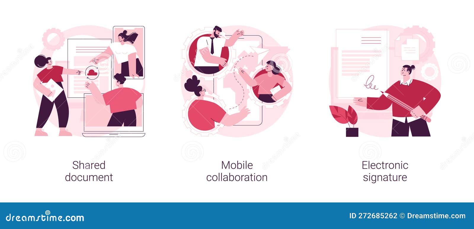 Collaborative Document Abstract Concept Vector Illustrations. Stock ...