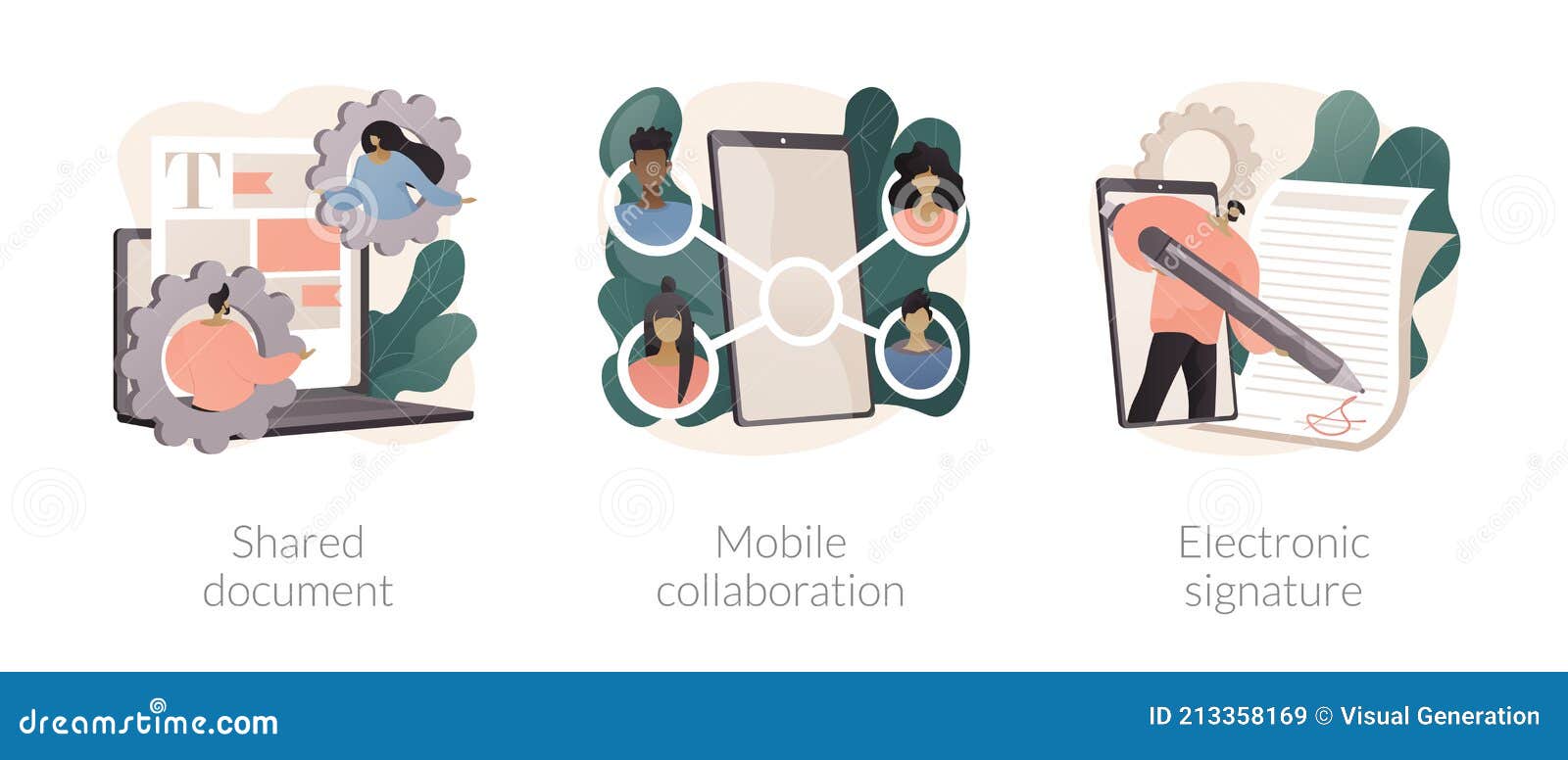 Collaborative Document Abstract Concept Vector Illustrations. Stock ...