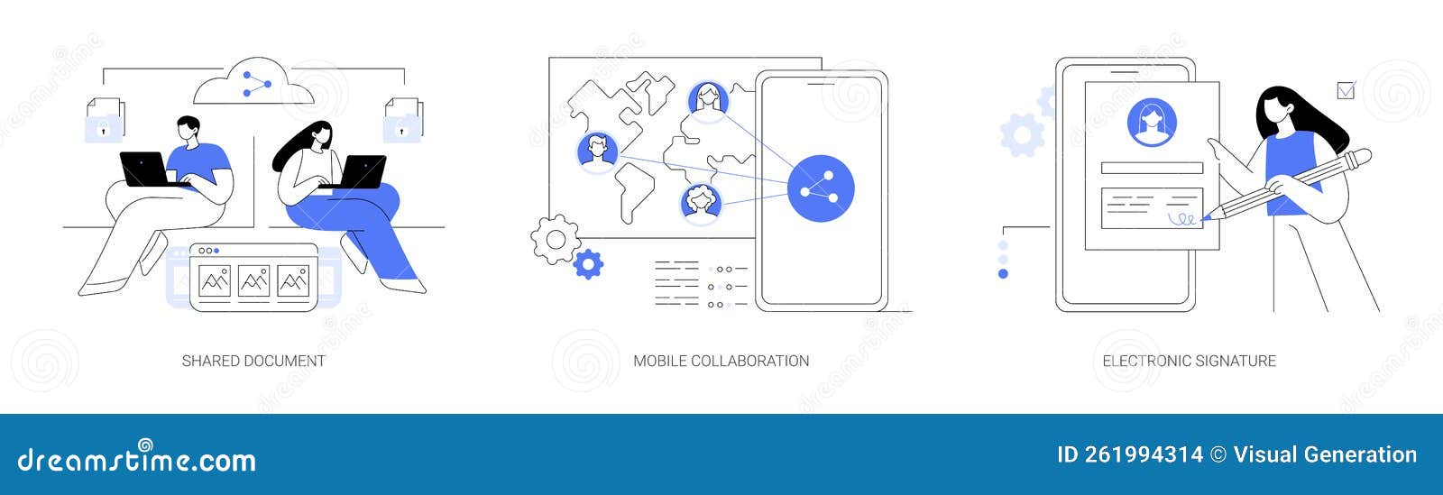 Collaborative Document Abstract Concept Vector Illustrations. Stock ...