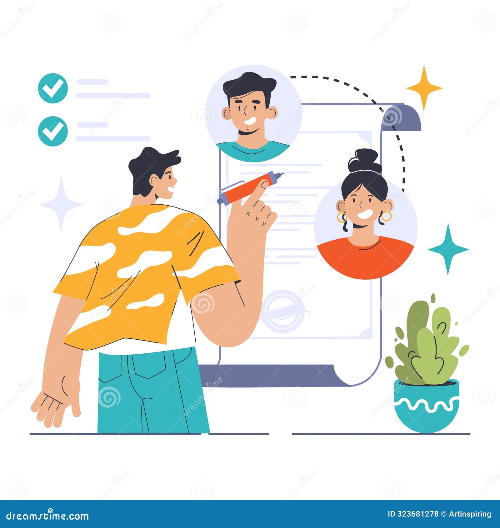Collaborative Editing Concept. Flat Vector Stock Vector - Illustration ...