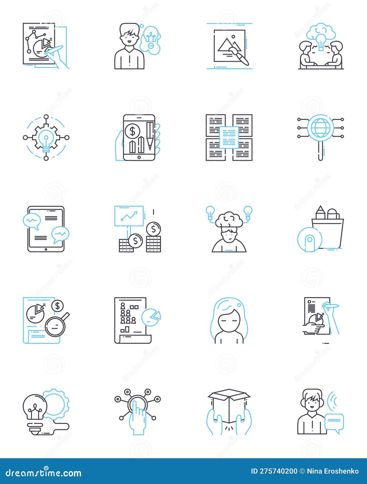 Collaborative Effort Linear Icons Set. Cooperation, Partnership, Unity ...