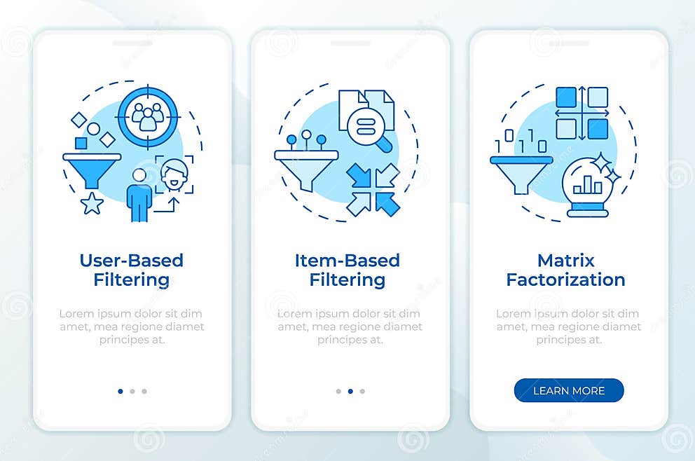 Collaborative Filtering Types Blue Onboarding Mobile App Screen Stock ...