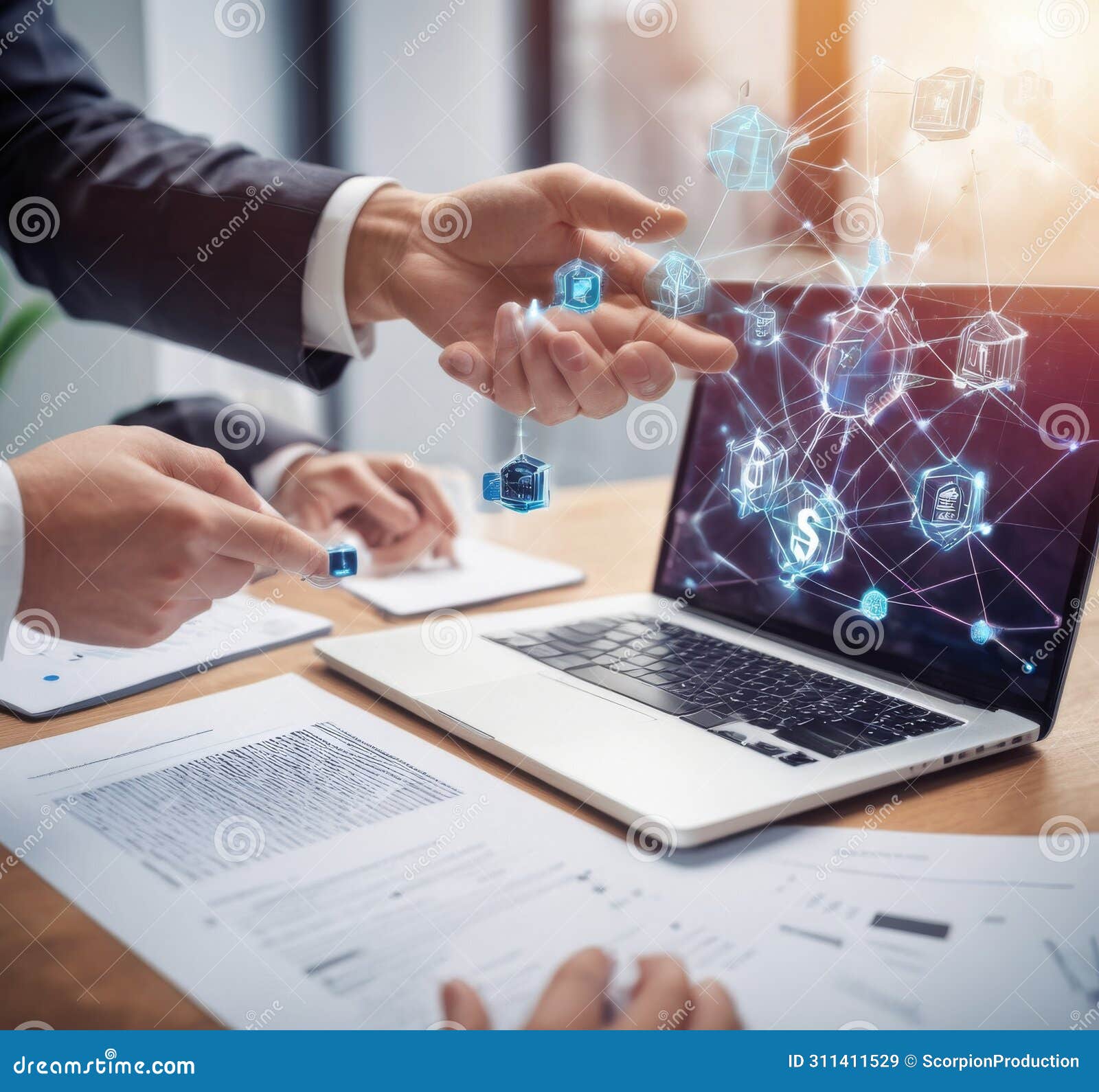Collaborative Financial Tech Discussion Stock Image - Image of ...